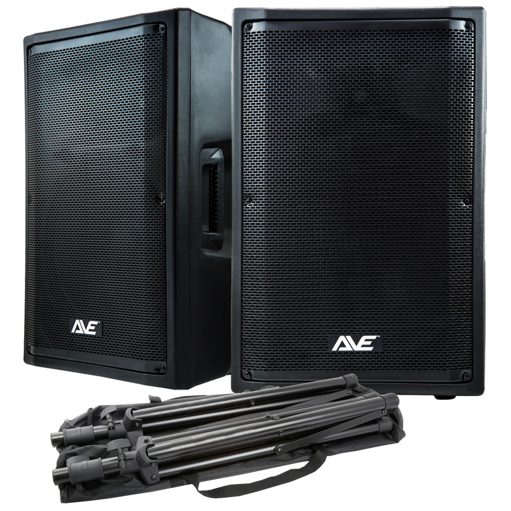 AVE REVO15-DSP 15 Inch Powered Speaker Pair with Stands - DJ City