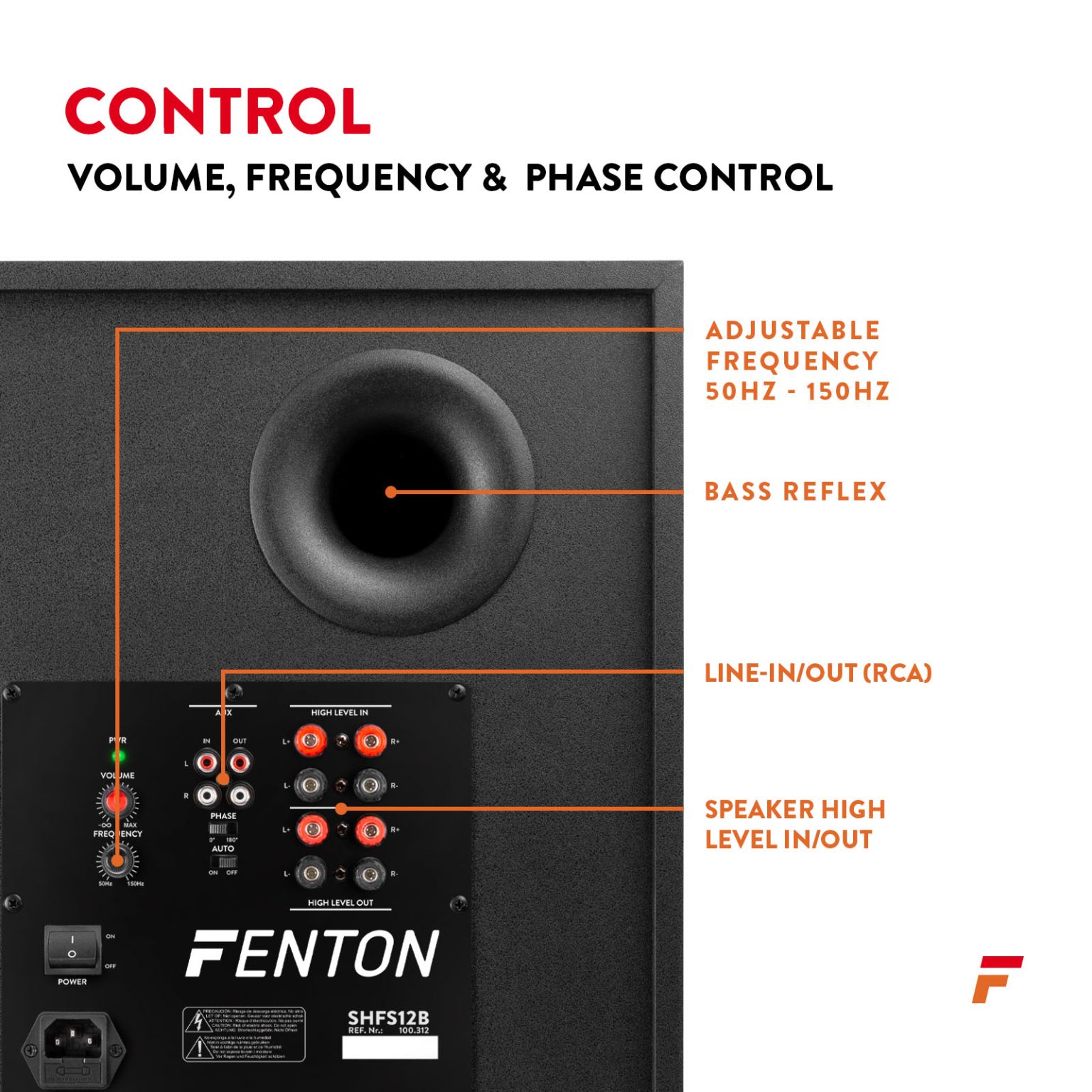 Fenton SHFS12B 12" Inch HiFi Active Subwoofer