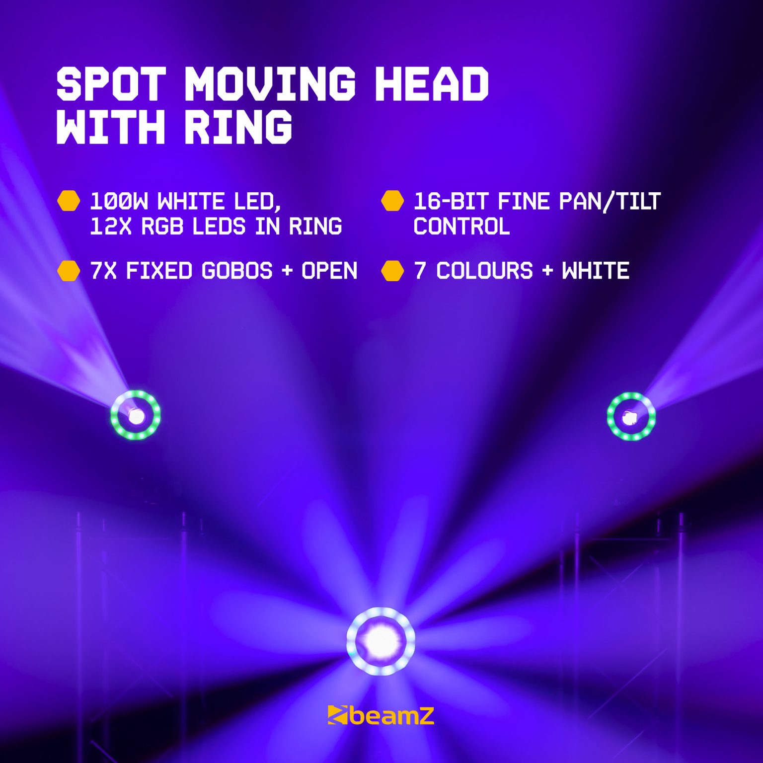 Beamz Cobra 100R Spot 100W Moving Head with Ring
