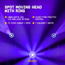 Beamz Cobra 100R Spot 100W Moving Head with Ring