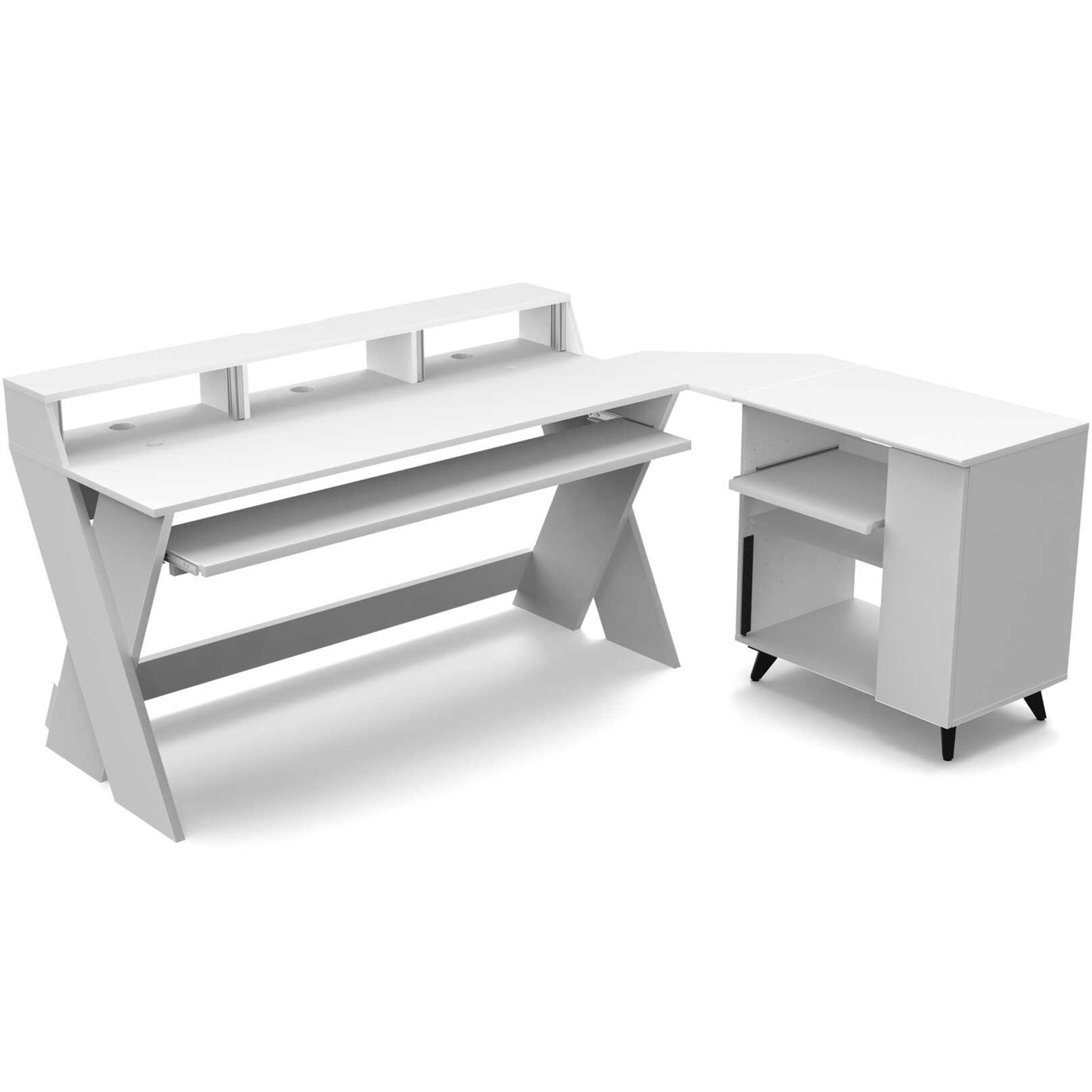 Glorious White Studio Desk 3-Piece Set - Sound Desk Pro